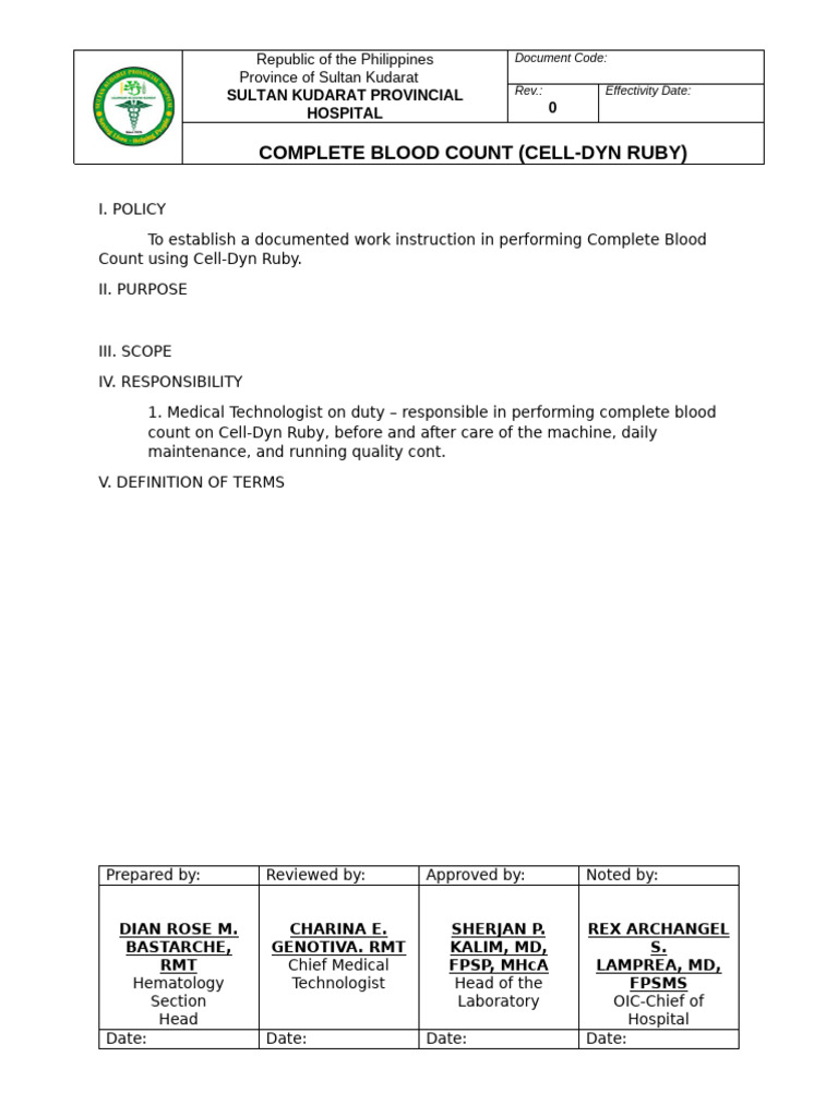 2 Cbc Pc Wi (Cell-dyn Ruby) | PDF | Blood | Hematology