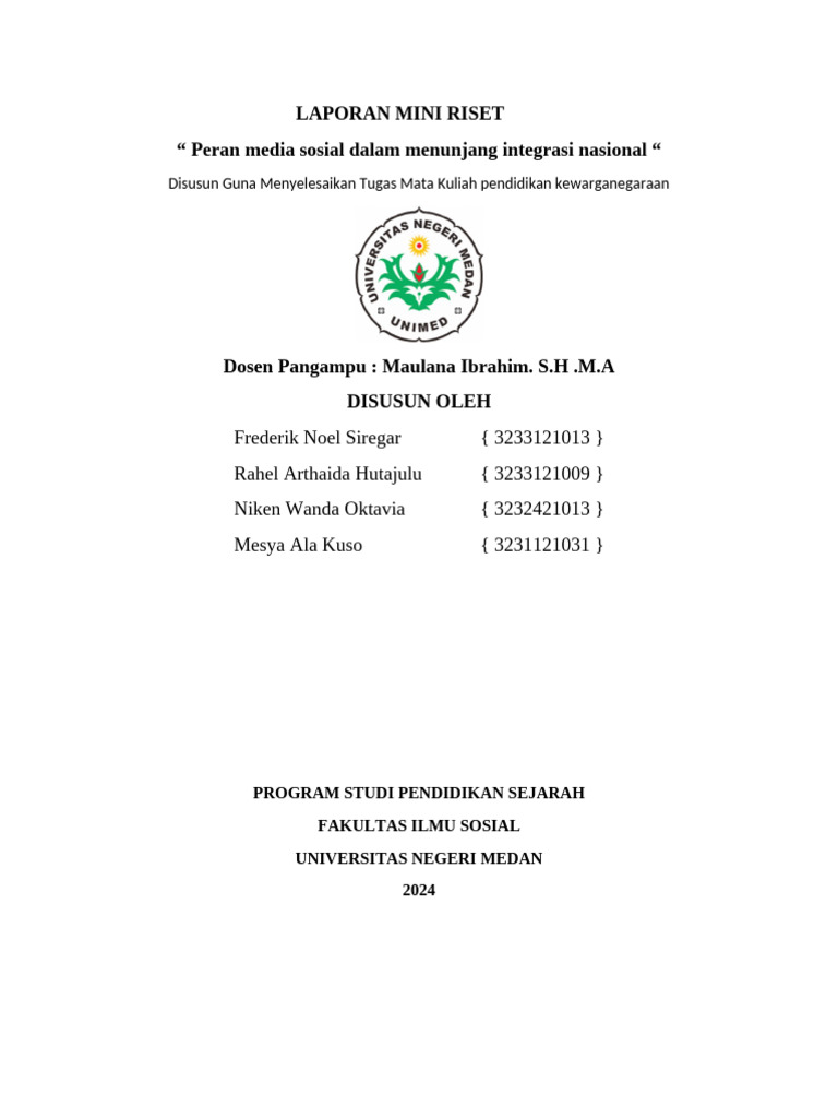 LAPORAN MINI RISET KELOMPOK 1 PPKN | PDF