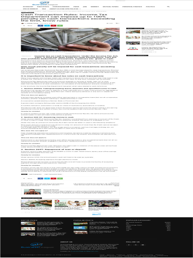 Cash Transaction Rules and Penalties | PDF | Taxes | Income Tax