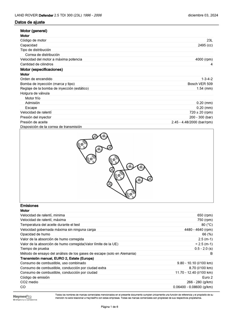 Ficha técnica Land Rover Discovery 300 TDI | PDF | Inyección de ...