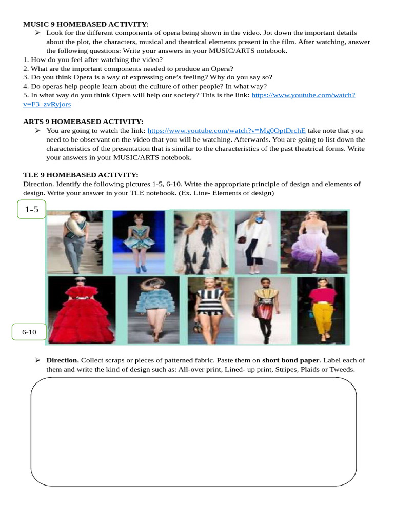 Dressmaking Homebased Activity | PDF