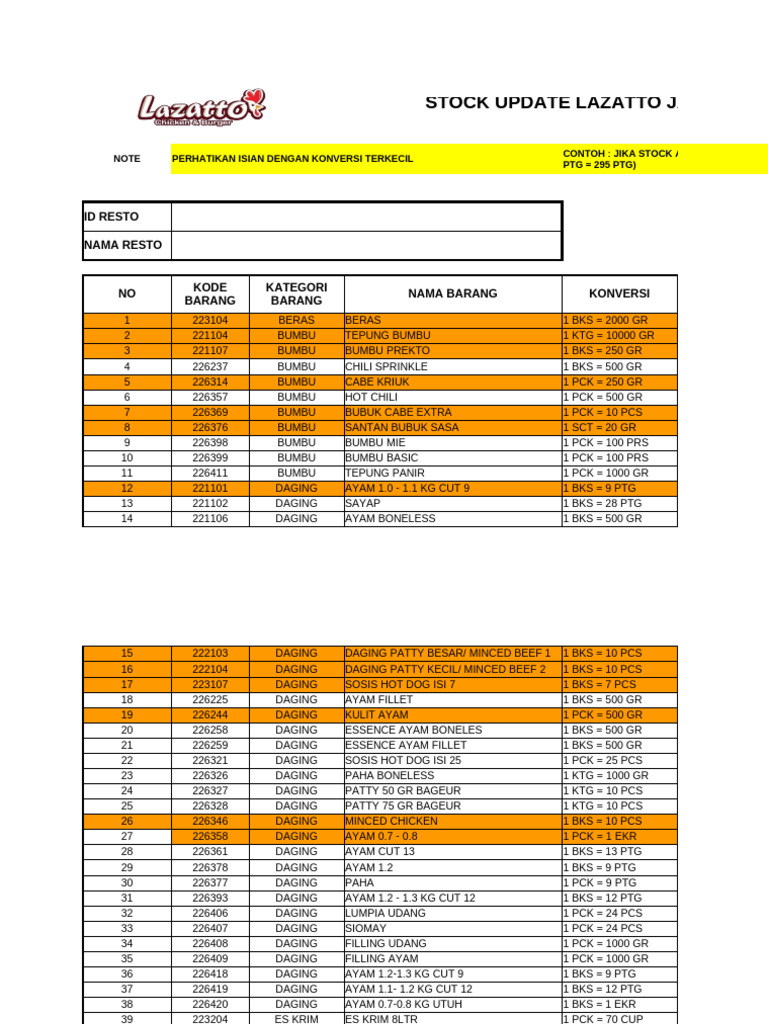 Daftar Harga Menu Lazatto 2025 | PDF | Foods | Food Ingredients