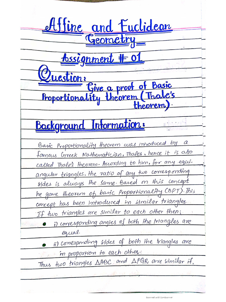 Basic Proportionality Theorem - Thale's Theorem | PDF