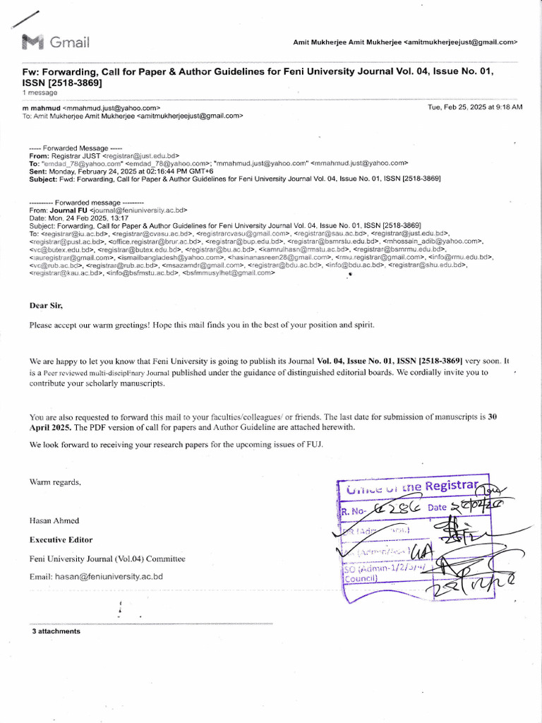 Feni University Journal 20250226 0001 | PDF | Written Communication ...