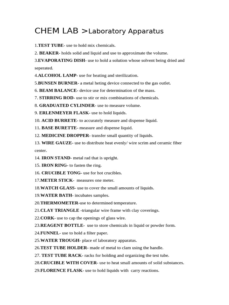 Lab Apparatus | PDF