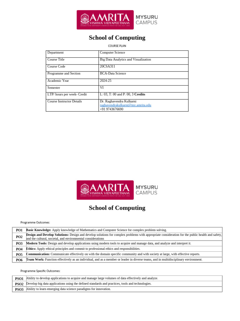 20csa311 - Big Data Bca-Ds | PDF | Apache Hadoop | Big Data