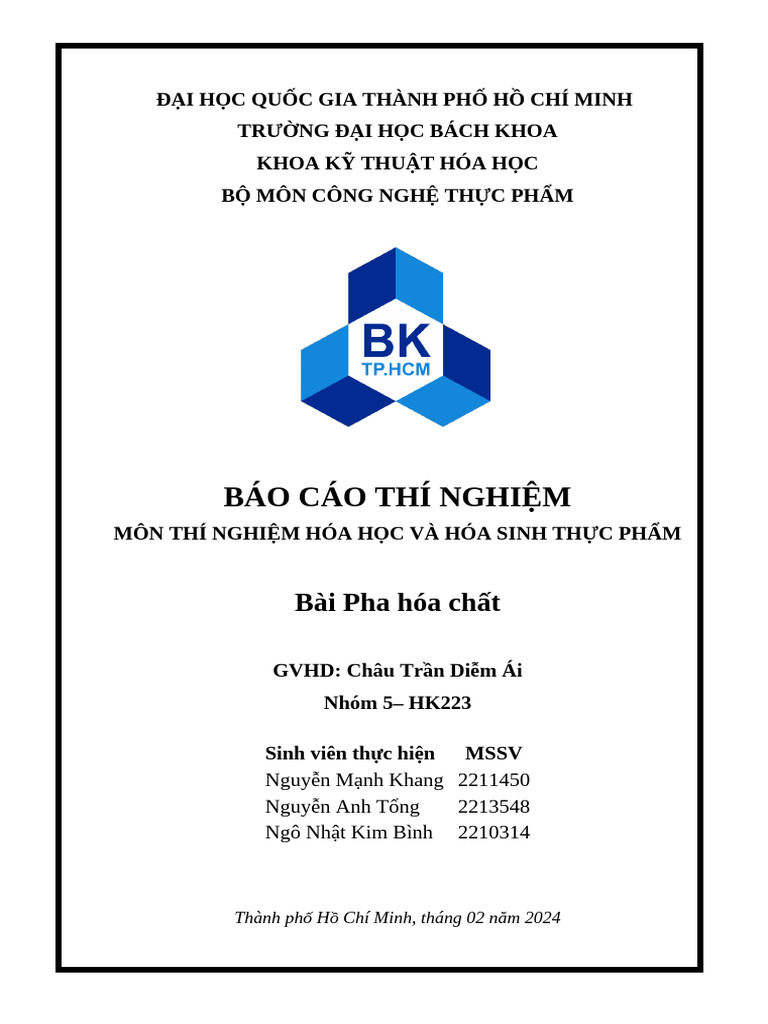 Báo Cáo Pha Hóa Chất | PDF