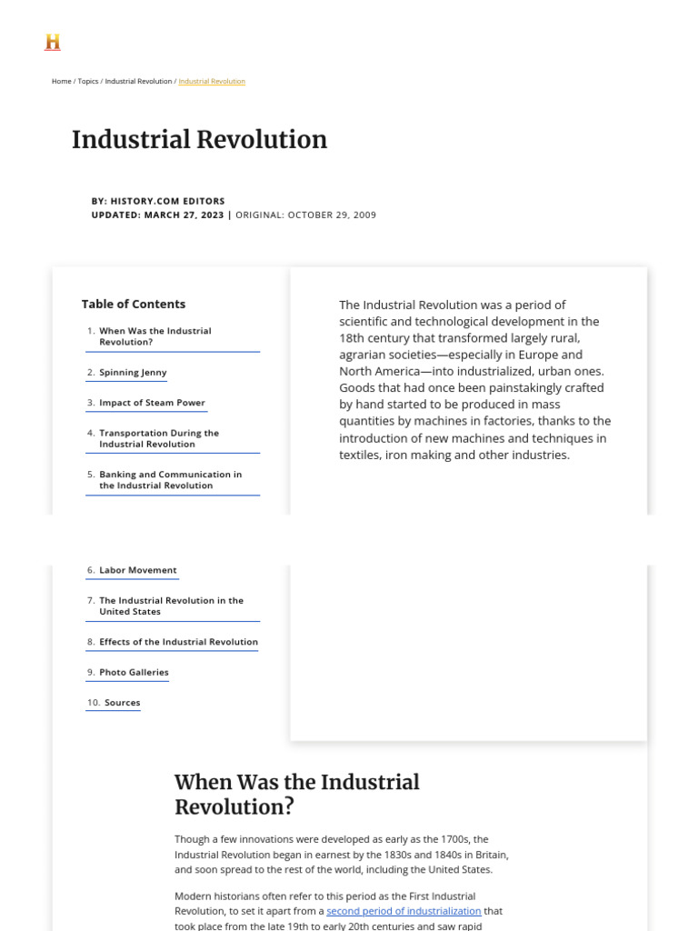 2 - Industrial Revolution - Definition, Inventions & Dates - HISTORY ...