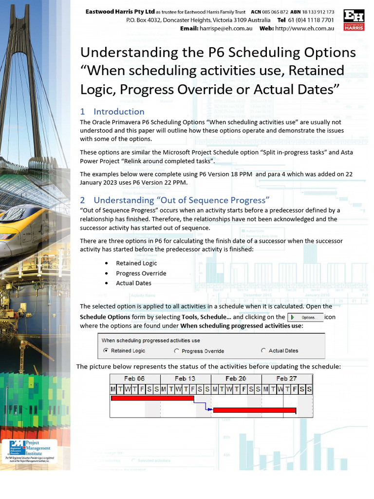 Understanding P6 Schedule Options When Scheduling Activities Use | PDF
