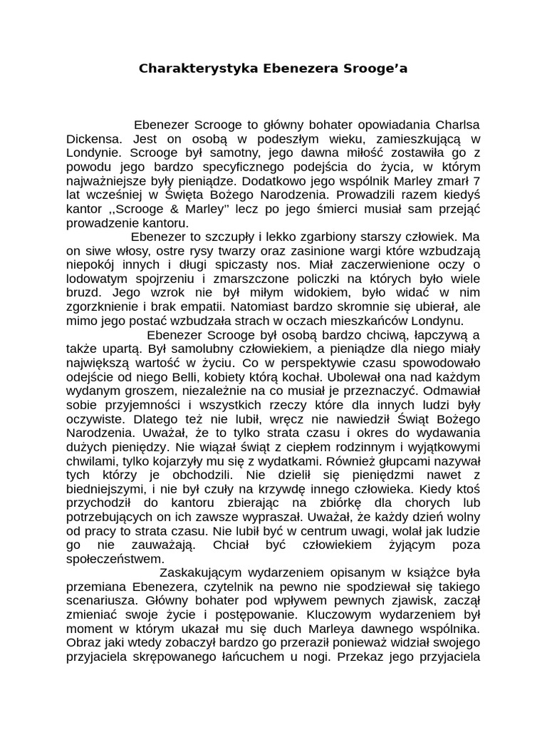 Charakterystyka Scrooge Do Wysłania | PDF