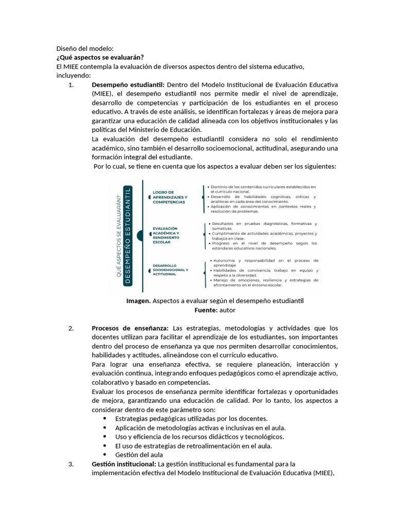 Diseño del modelo MIEE | PDF | Evaluación | Enseñando