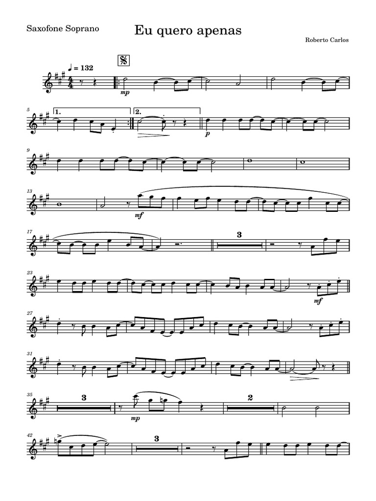 Eu Quero Apenas - SAX SOPRANO | PDF | Saxophone | Woodwind Instruments