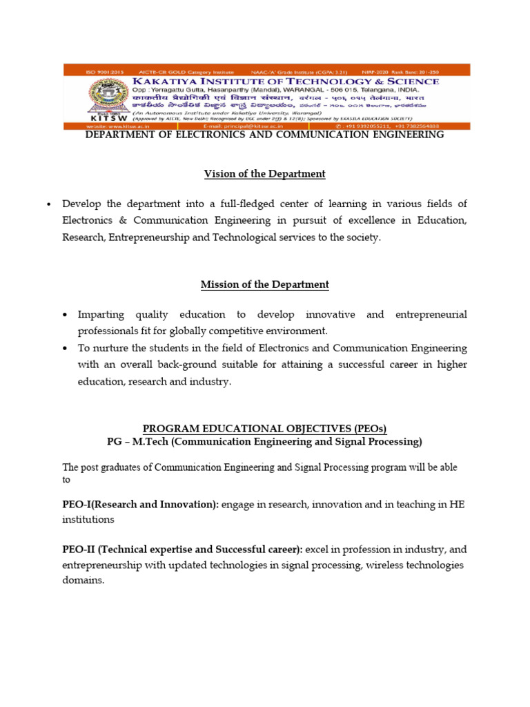 CESP Information and Major and Miniproject Titles | PDF | Engineering | Communication