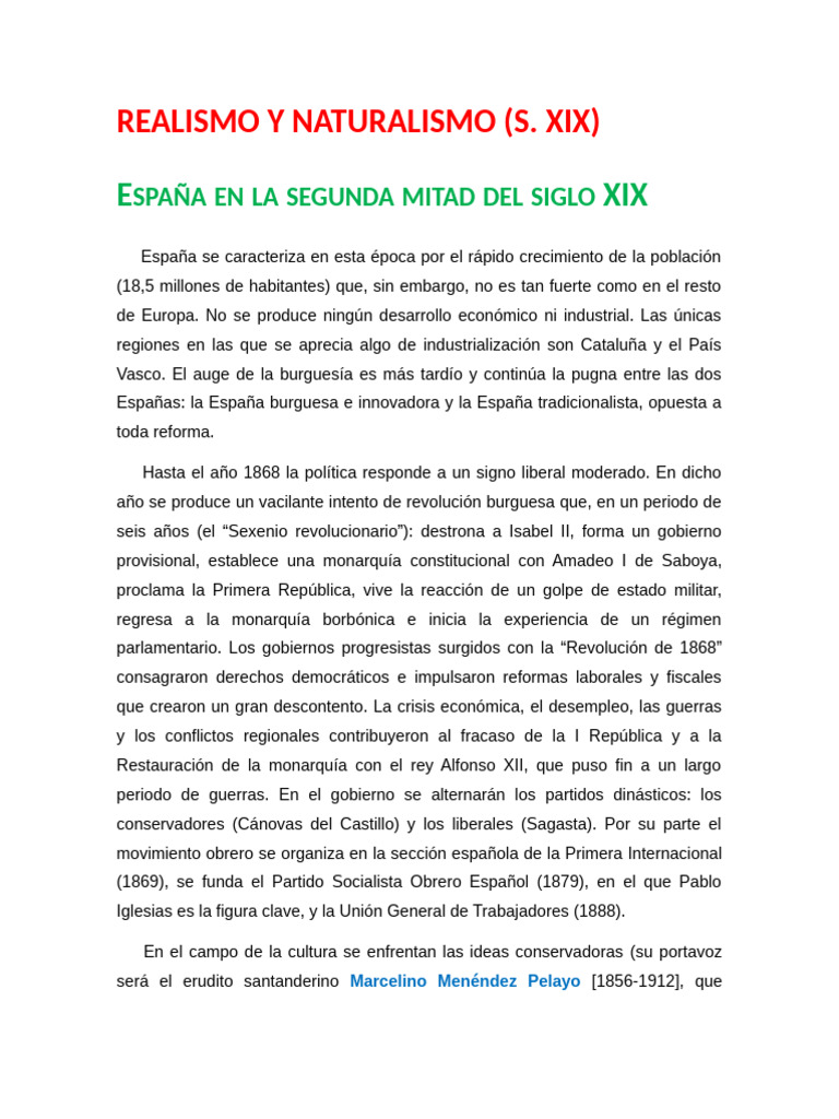 REALISMO Y NATURALISMO | PDF | Realismo literario