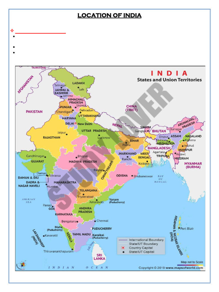 Location of India_watermark | PDF | Geography | South Asia