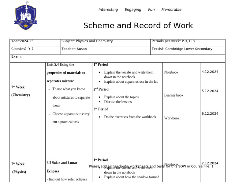 Week 7 Y-7 Physics and Chemistry (Term-2) | PDF
