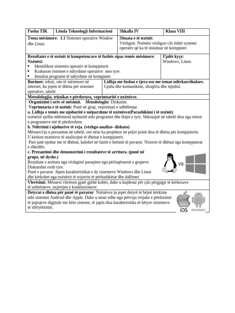 1.1. Sistemet Operative Windows Dhe Linux | PDF