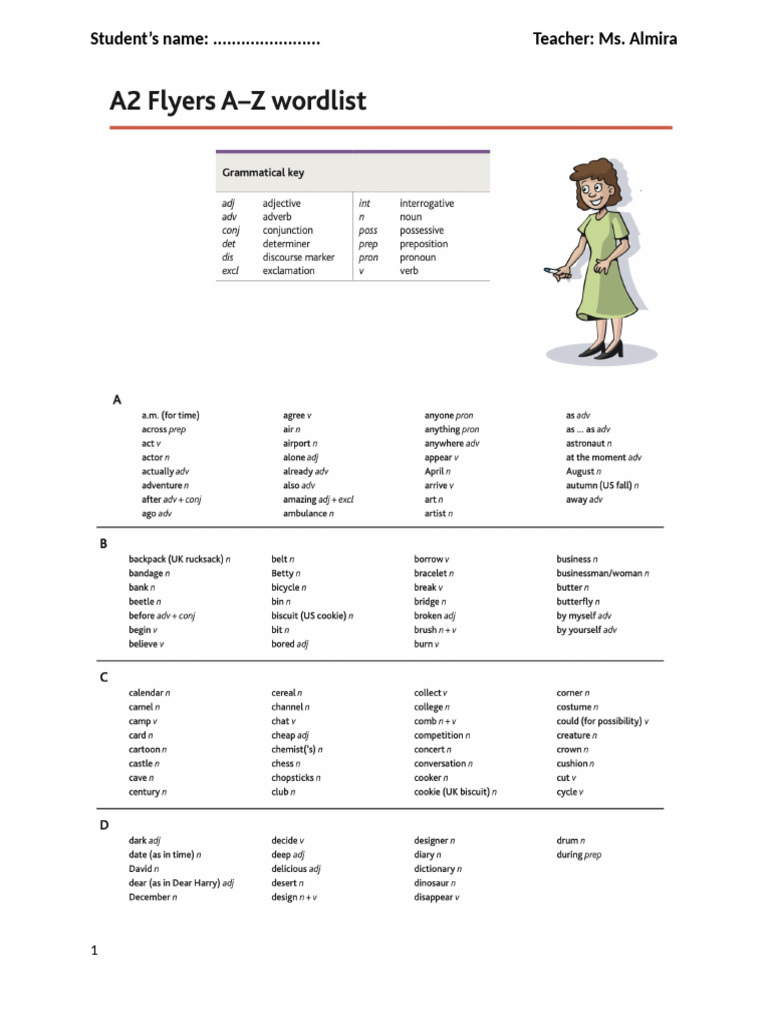Flyers Word List (1) | PDF