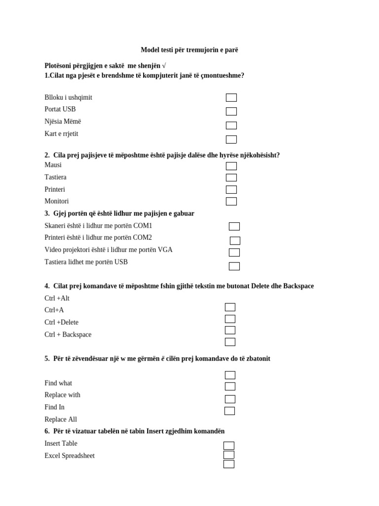 TIK 6 Modele Testesh | PDF