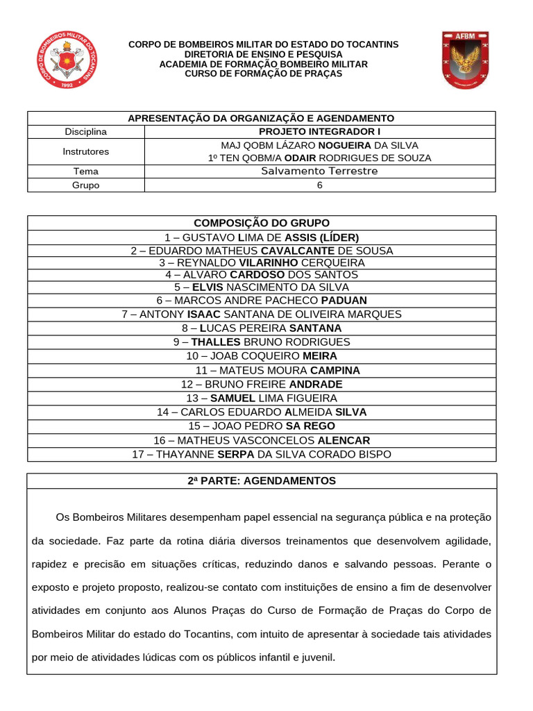 Relatório Fase Organizacional - GP Salv Terrestre | PDF | Resgate | Tempo