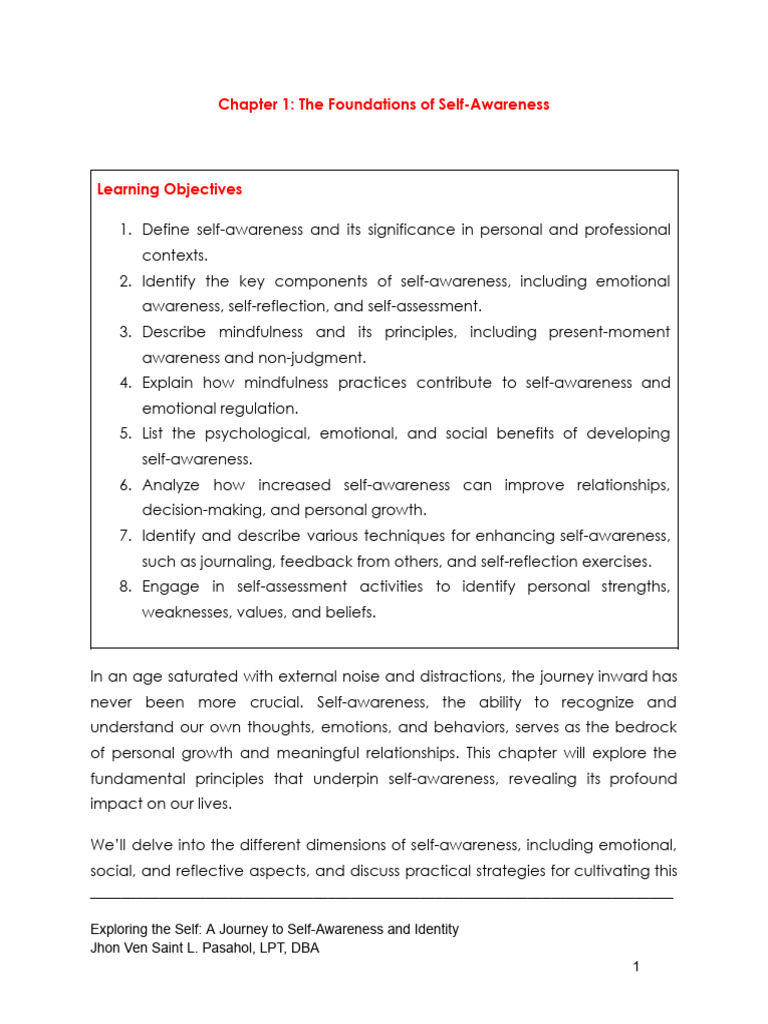 Foundations of Self-Awareness Explained | PDF | Mindfulness | Self ...