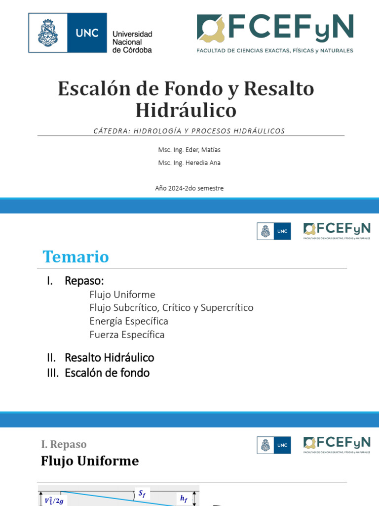 Resalto Hidráulico y Escalón de Fondo | PDF | Cantidades fisicas ...