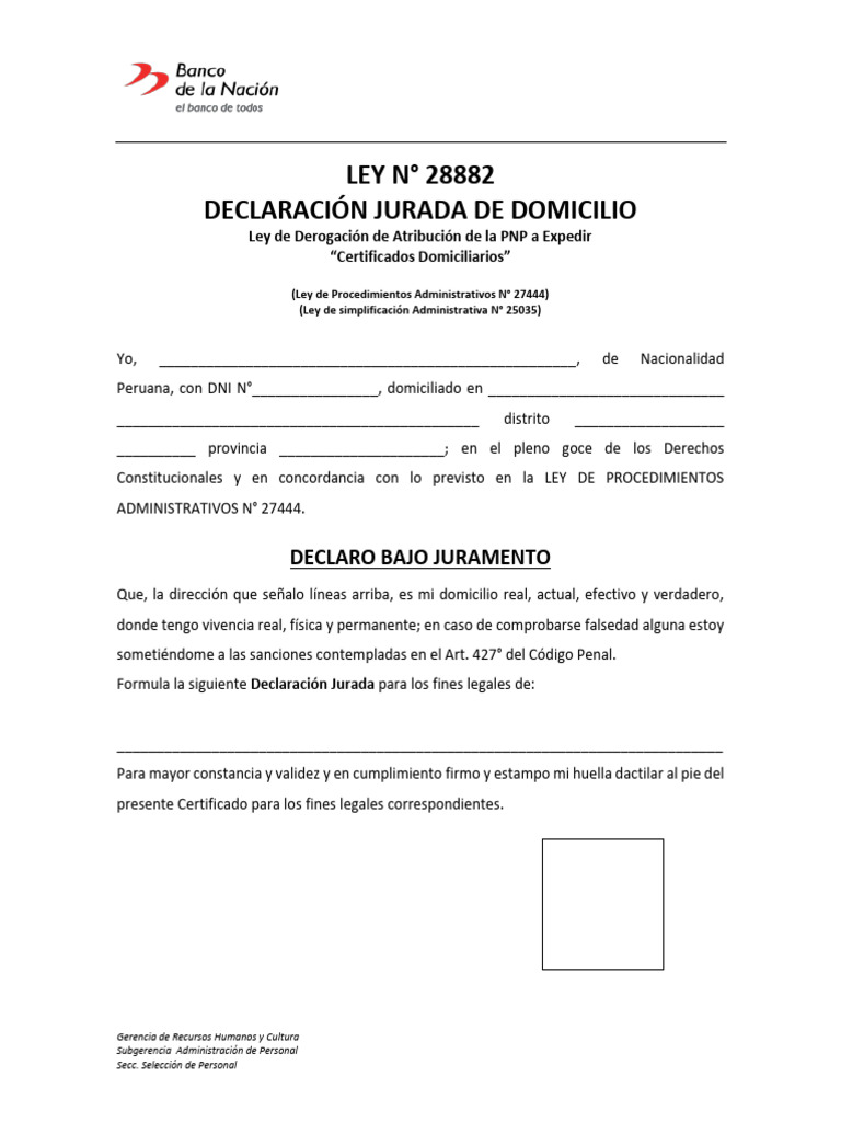 Declaración Jurada de Domicilio | PDF
