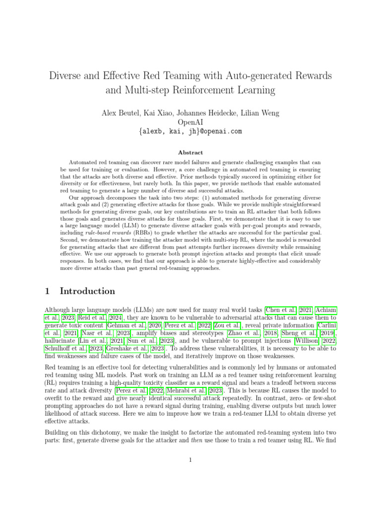 Diverse and Effective Red Teaming | PDF