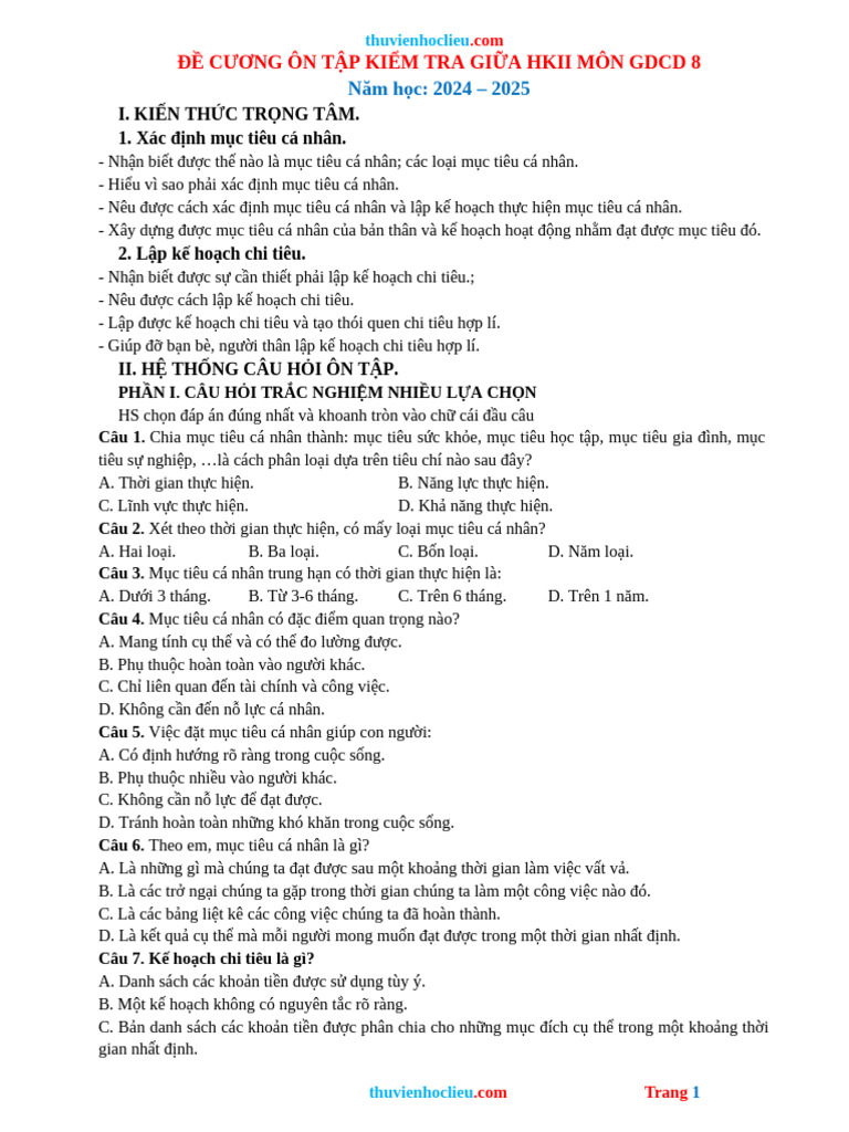 thuvienhoclieu.com-De-cuong-on-tap-giua-HK2-GDCD-8-Canh-dieu-CTM | PDF