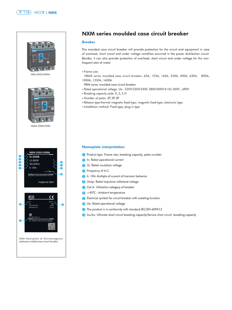 NXM MCCB Catalog | PDF | Insulator (Electricity) | Alternating Current