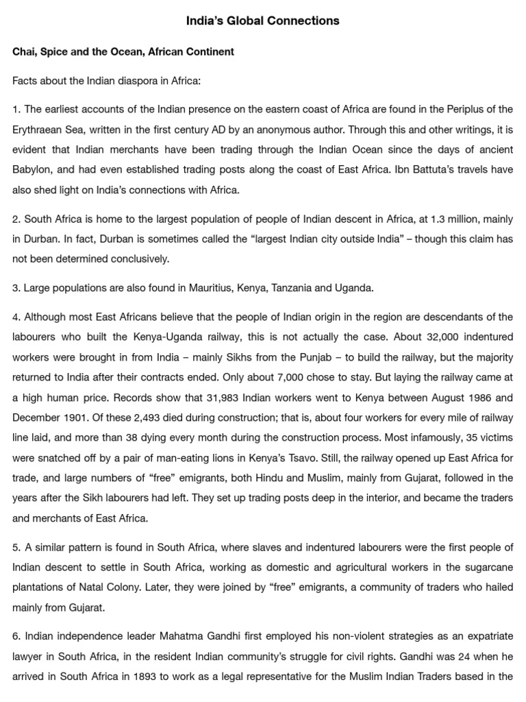 India's Global Connections | PDF | Uganda