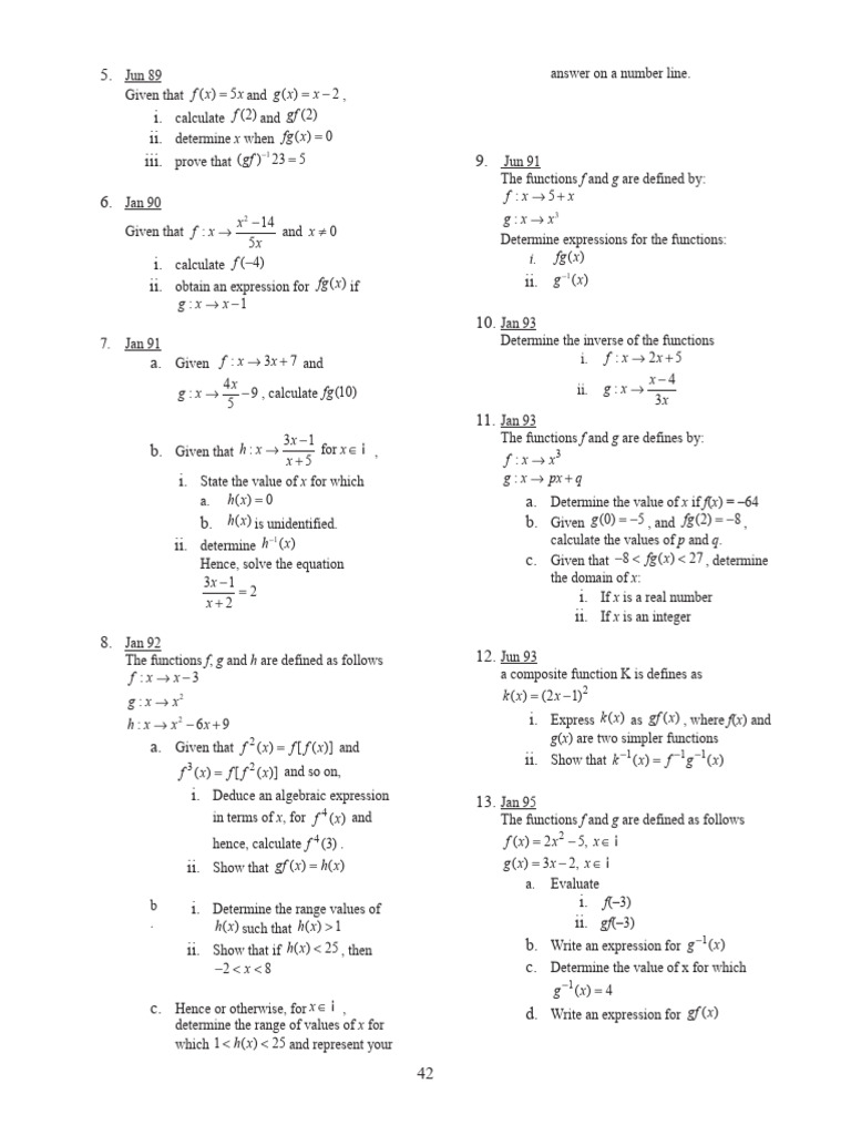 Functions Worksheet | PDF