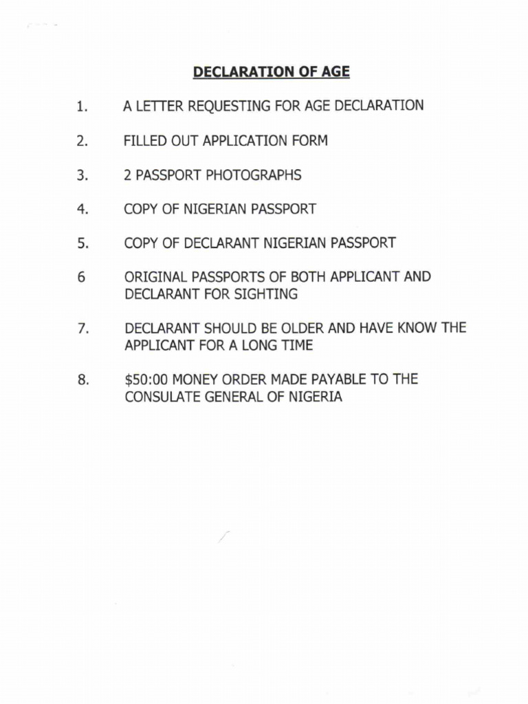 Declaration of Age | PDF