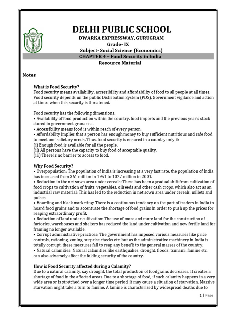 Ch4 Food Security Resource | PDF | Food Security | Famine