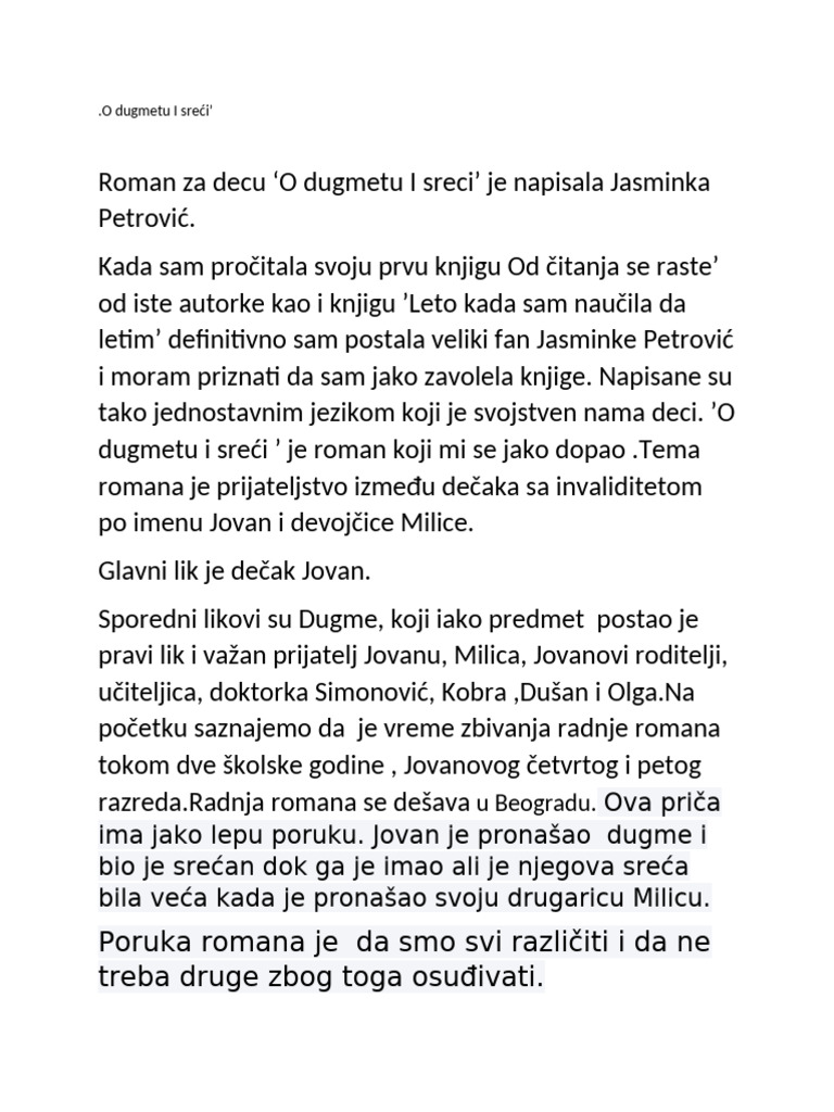 O Dugmetu I Sreći | PDF
