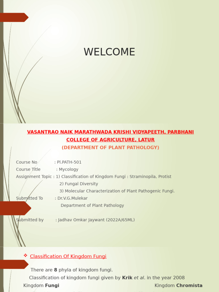 Classification of Fungi Omkar | PDF | Fungus | Biology