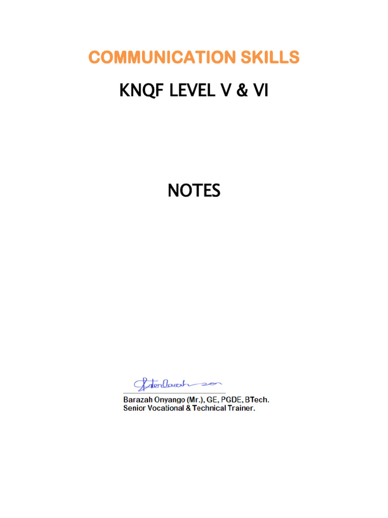 COMMUNICATION SKILLS NOTES | PDF | Communication | Information