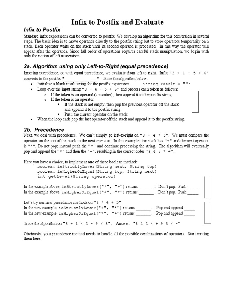 Infix To Postfix and Evaluate | PDF | Notation | Computer Science