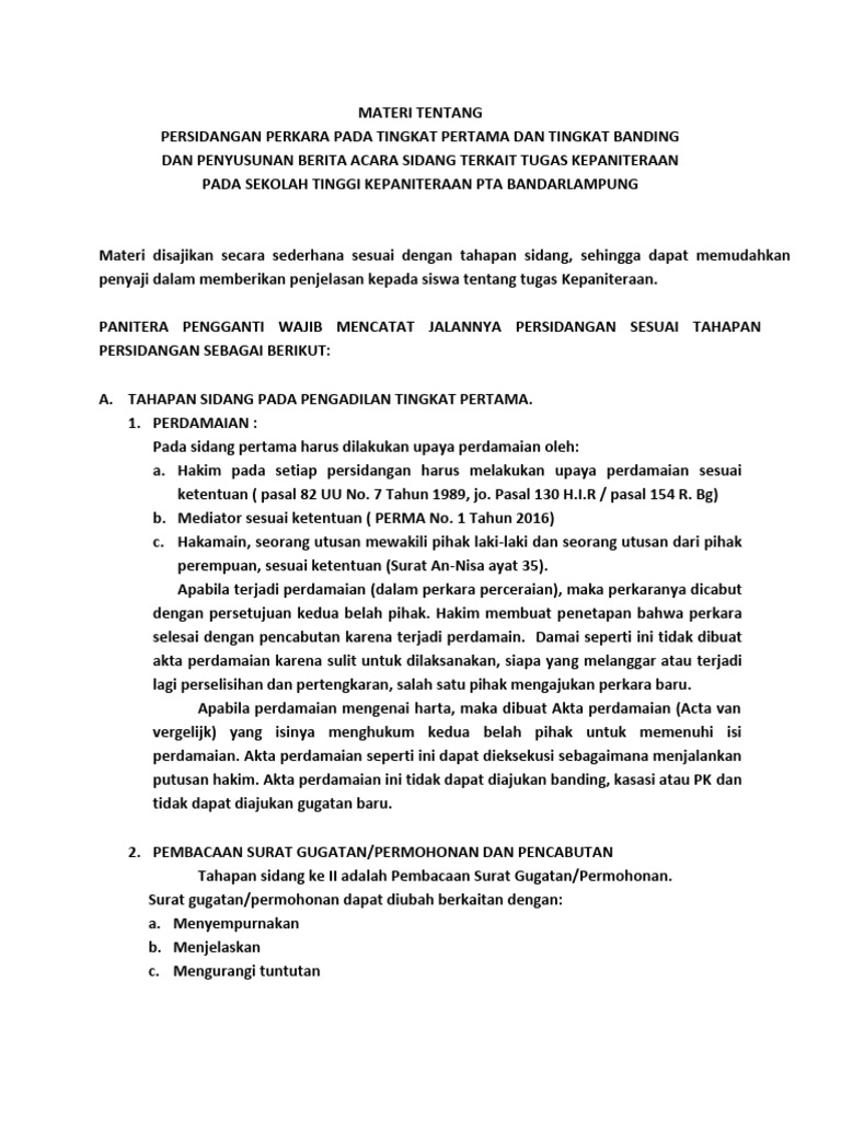 Proses Persidangan dan Tugas Panitera | PDF