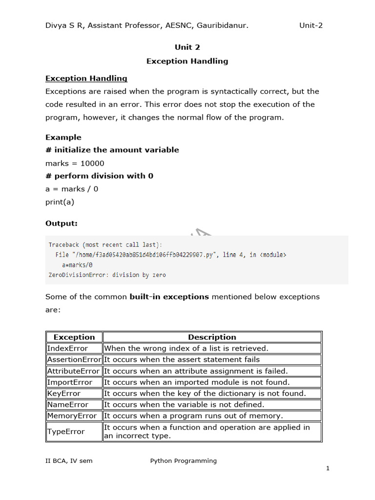 Unit 2 Exception in Python-1 | PDF | Parameter (Computer Programming) | Scope (Computer Science)