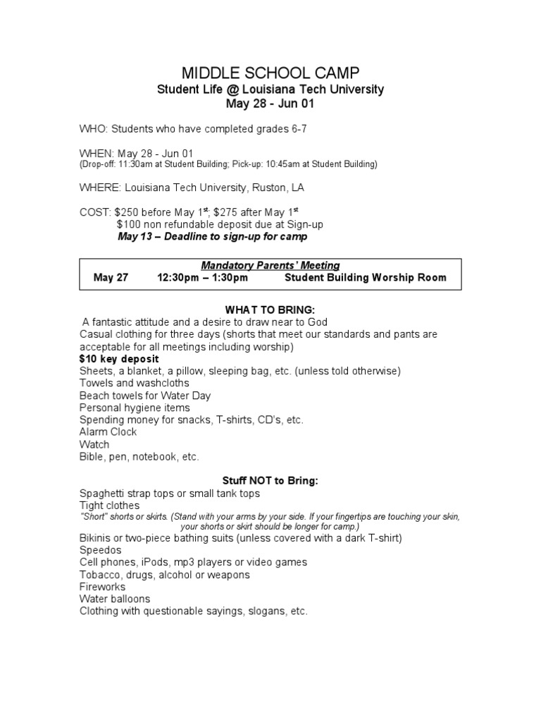 Student Life Camp Info 2012 | PDF | Internet | Medicine