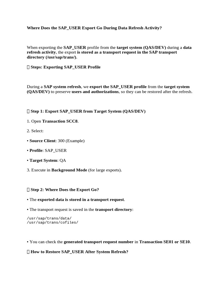 Where Does the SAP Export tables goes - Data Refresh | PDF