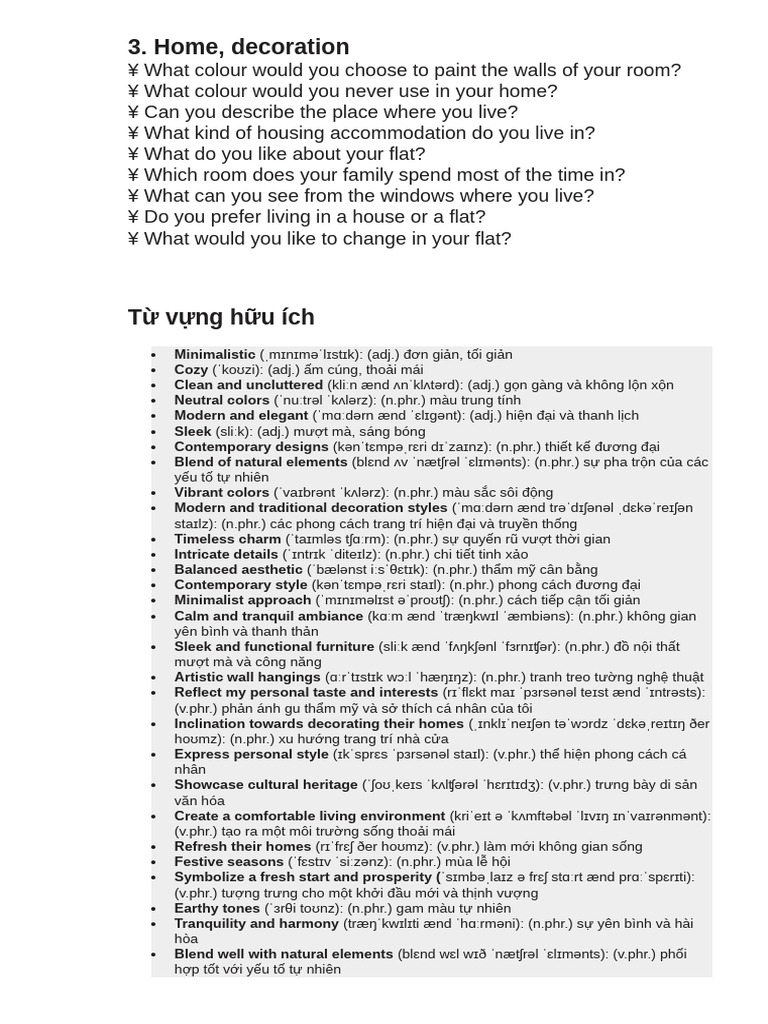 Topic 6 Home Decoration | PDF