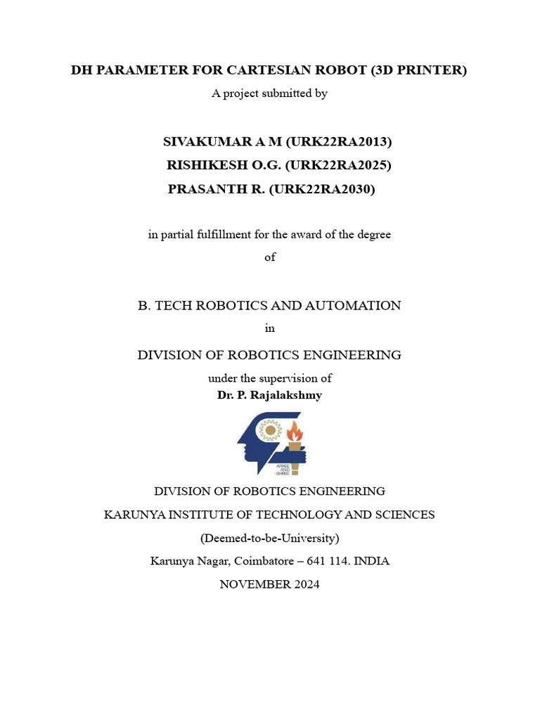Cartesian Robot Report PDF | PDF | Coordinate System | Kinematics