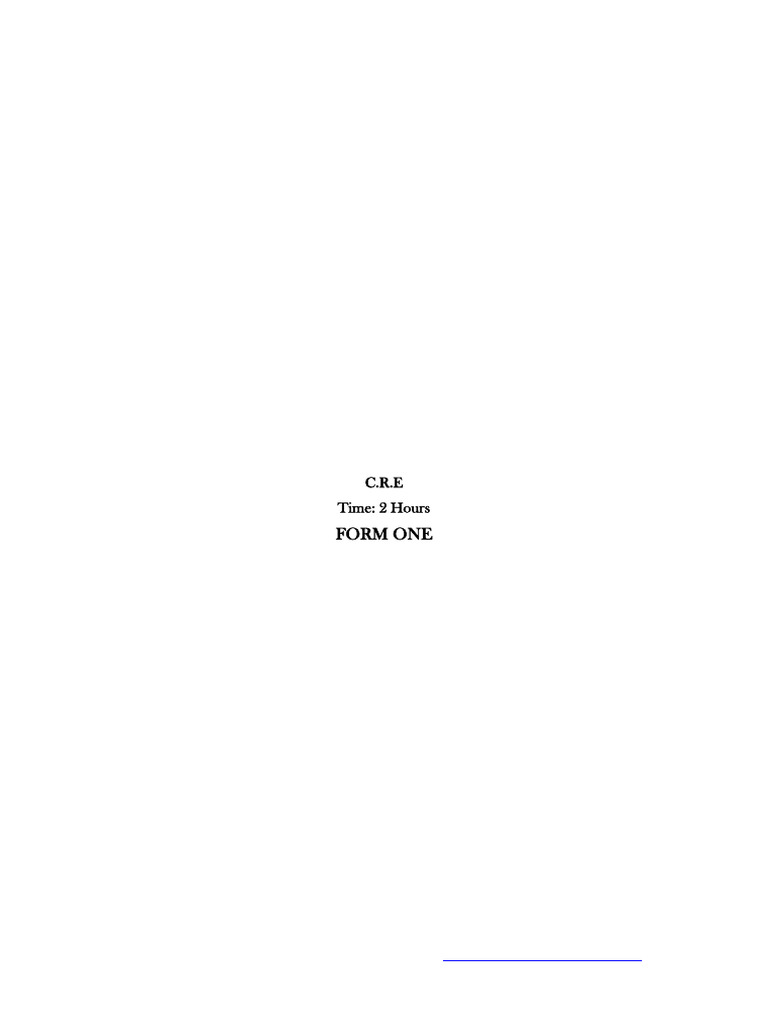 Cre Paper Form 1 Term 1 Exam 2017 | PDF