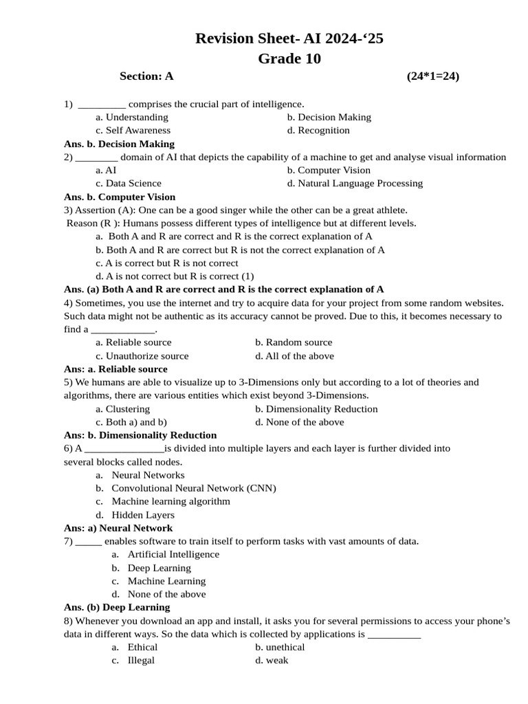 Gr10 PT3 Revision Paper 2024 | PDF | Artificial Intelligence | Intelligence (AI) & Semantics