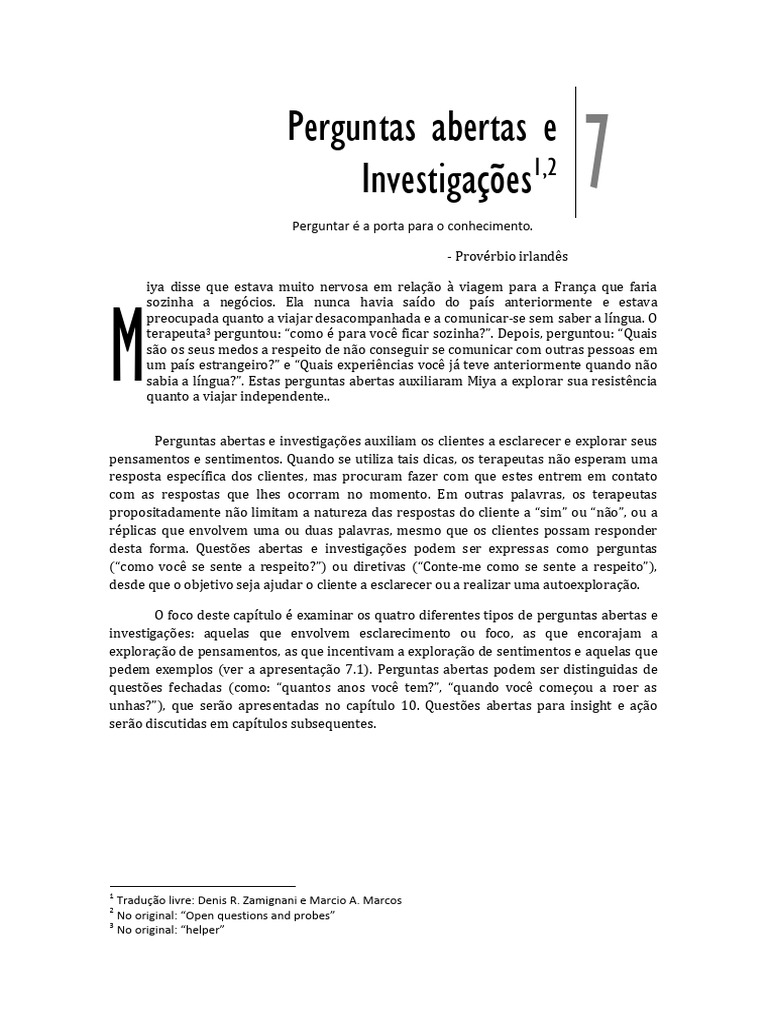Aula 03 PORT - Hill, C.E.cap.7 - Perguntas Abertas e Investigacoes - PG 17-128 | PDF ...