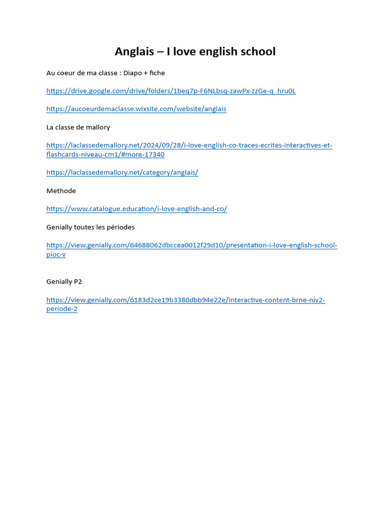 I Love English School Resources | PDF