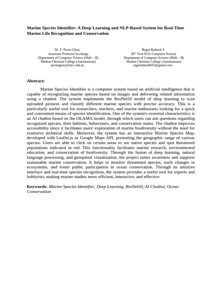 Marine Species Identifier System | PDF