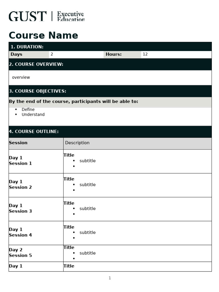 2-Day Course Overview and Objectives | PDF